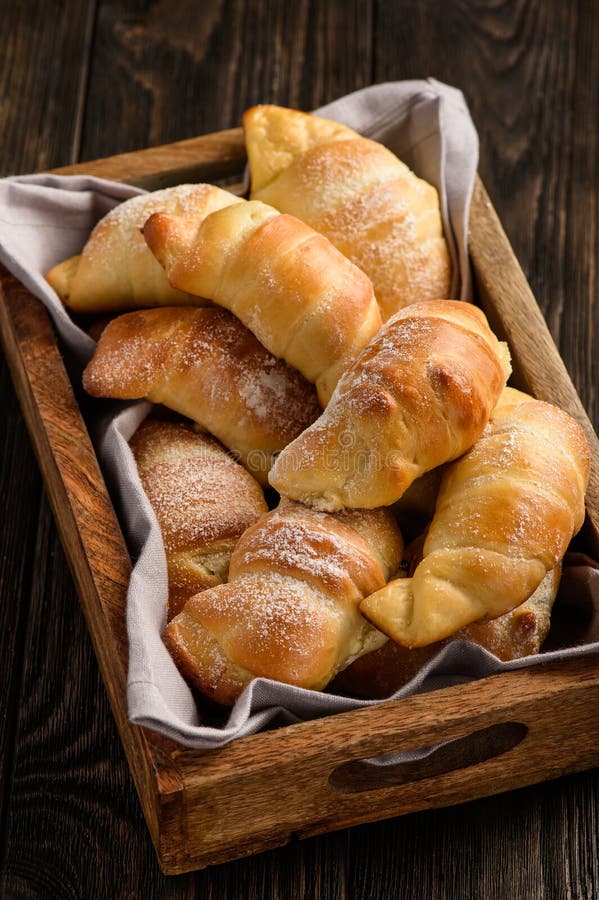 Homemade Sweet Croissants Stuffed with Cheese. Stock Image - Image of ...