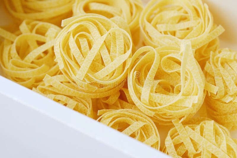 Homemade Tagliatelle Pasta in a White Box Close Up Stock Image - Image ...