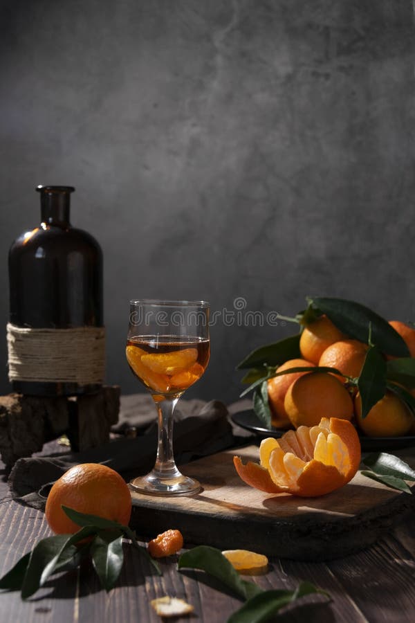 Homemade Tangerine Alcohol Drink, Rustic Beverage Stock Image - Image ...
