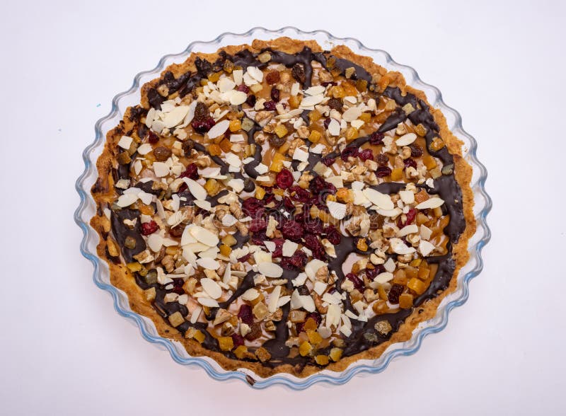 Homemade Tart with Chocolate and Fruit. Stock Photo - Image of round ...