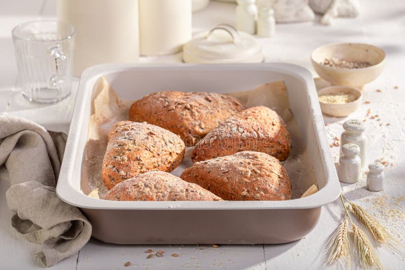 Homemade and Tasty Triangular Rolls Baked in the Bakery Stock Photo ...