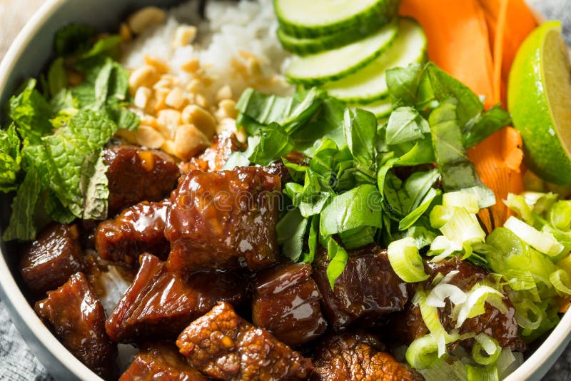 Homemade Thai Beef and Rice Bowl Stock Image - Image of restaurant ...