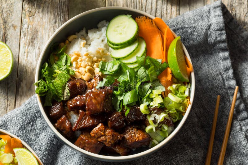 Homemade Thai Beef and Rice Bowl Stock Image - Image of chili, meal ...