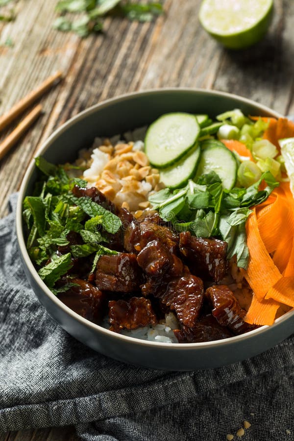 Homemade Thai Beef and Rice Bowl Stock Photo - Image of bowl, delicious ...