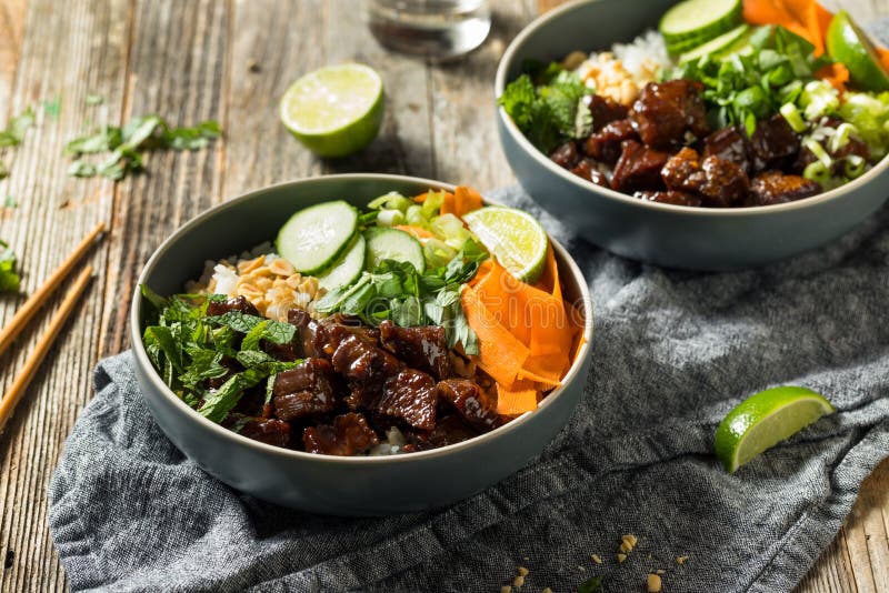 Homemade Thai Beef and Rice Bowl Stock Image - Image of dish, food ...