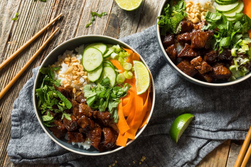 Homemade Thai Beef and Rice Bowl Stock Image - Image of tasty, healthy ...