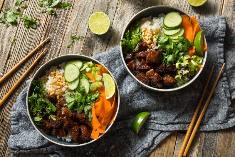 Homemade Thai Beef and Rice Bowl Stock Photo - Image of lunch, pepper ...