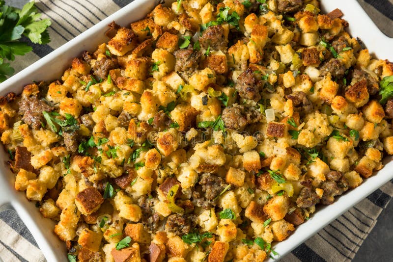 Homemade Thanksgiving Pork Sage Stuffing Stock Photo - Image of autumn ...