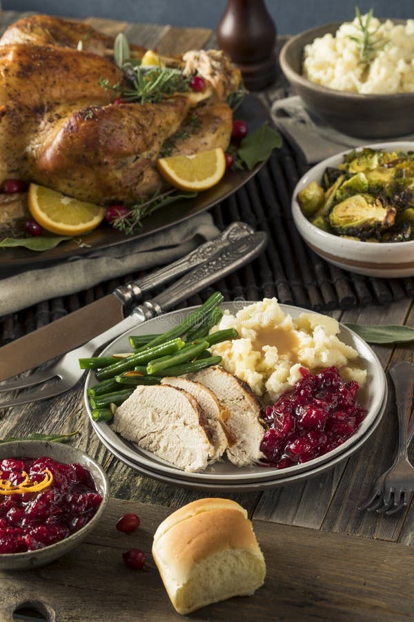 Homemade Thanksgiving Turkey Dinner Stock Image - Image of gravy ...