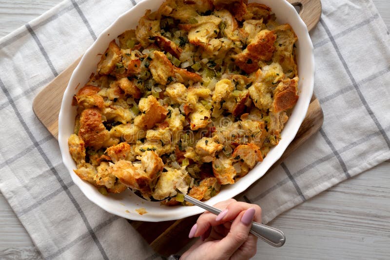 Homemade Thanksgiving Turkey Stuffing Dressing Stock Photo - Image of ...
