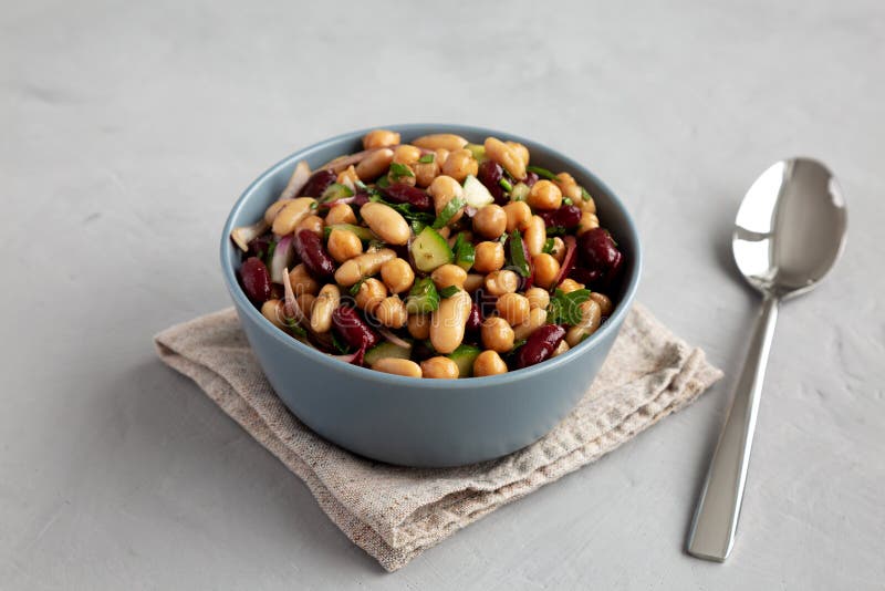 Homemade Three Bean Salad in a Bowl, Side View Stock Photo - Image of ...