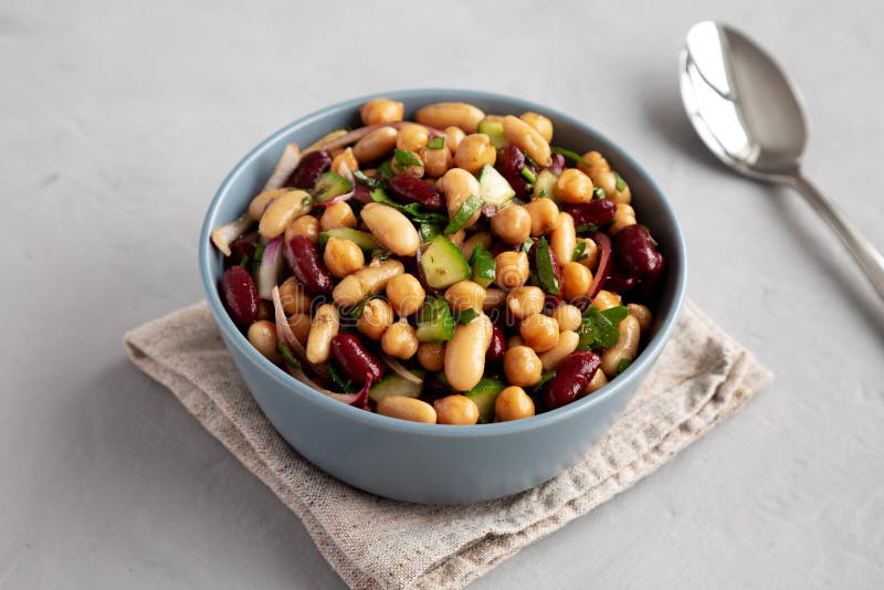 Homemade Three Bean Salad in a Bowl, Side View Stock Image - Image of ...
