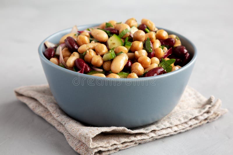 Homemade Three Bean Salad in a Bowl, Side View Stock Photo - Image of ...