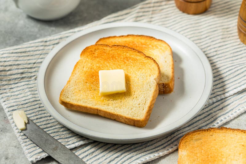 Homemade Toasted Bread Slice with Butter Stock Image - Image of organic ...