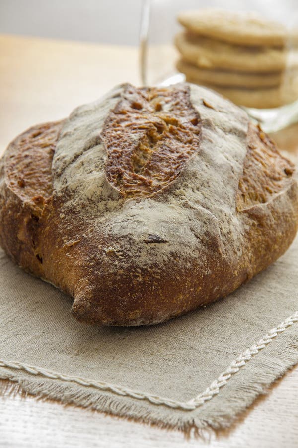 Homemade Tradition Bread Loaf on the Kitchen Table Stock Image - Image ...