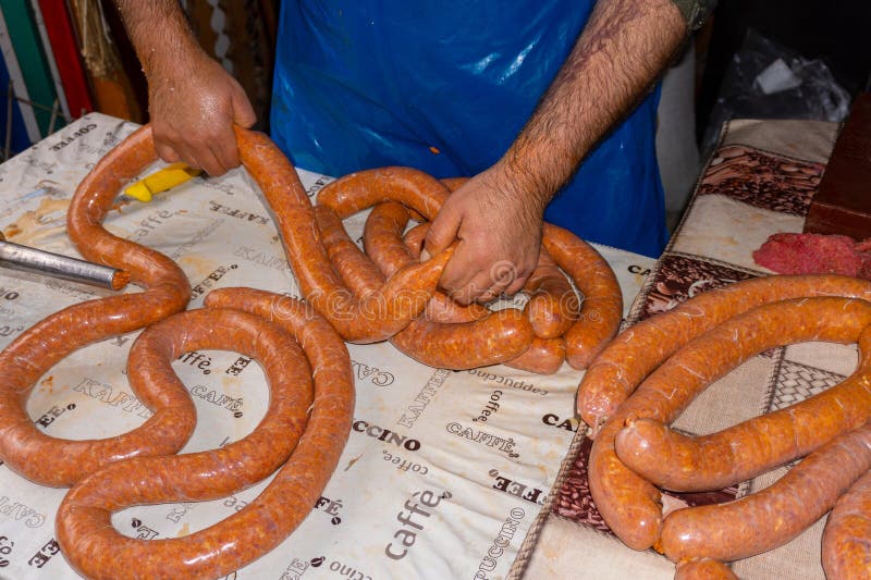 Homemade Traditional Sausage during the Preparation Stock Photo - Image ...