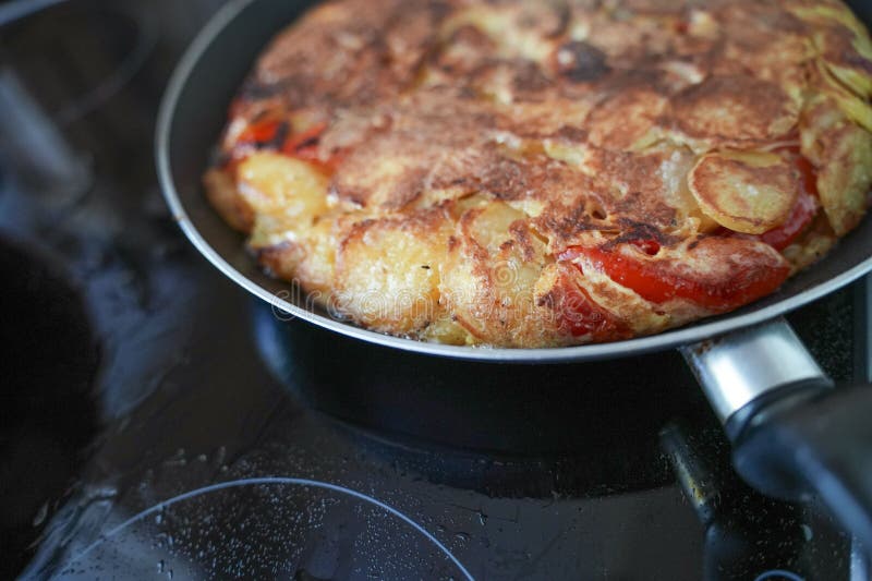 Homemade Traditional Spanish Tortilla from Eggs and Potatoes Stock ...