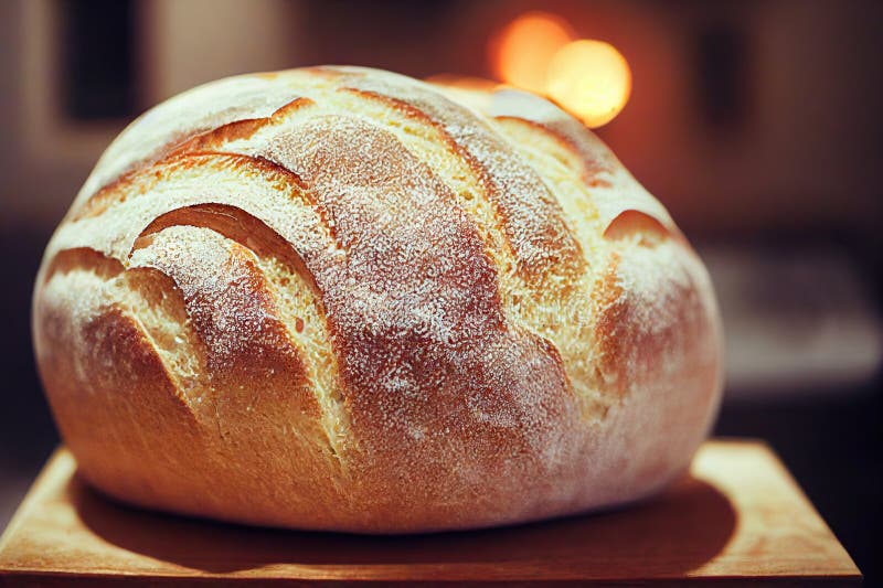Homemade Traditional Wheat Baked Bread in Kitchen Stock Illustration ...