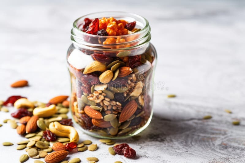 Homemade Trail Mix in a Glass Jar Stock Image - Image of snack, healthy ...