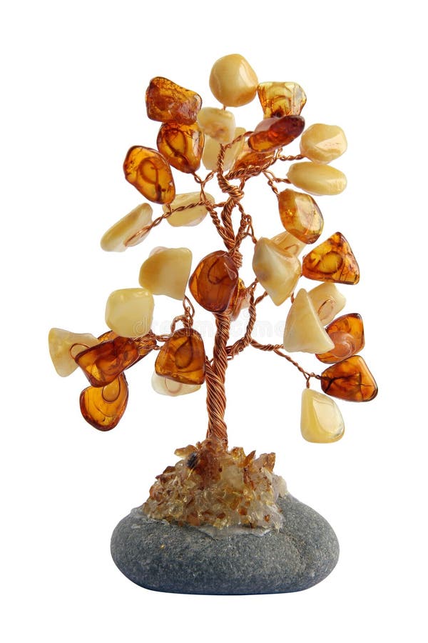 Homemade Tree Made from Glue Wire and Amber Isolated Stock Photo ...