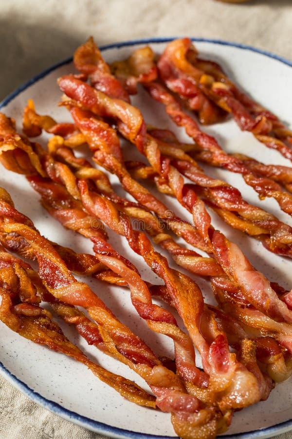 Homemade Trendy Twisted Bacon Strips Stock Photo - Image of crispy, snack: 297541800