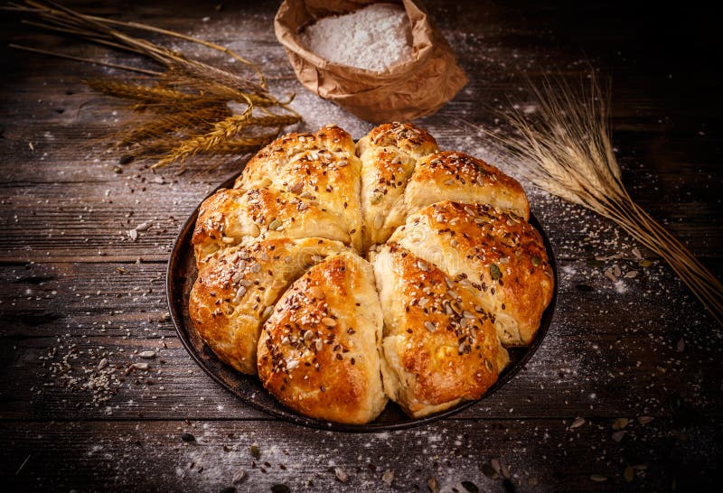 Homemade triangle buns stock photo. Image of sesame - 112563324