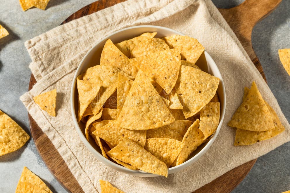 Homemade Triangle Tortilla Corn Chips Stock Image - Image of yellow ...