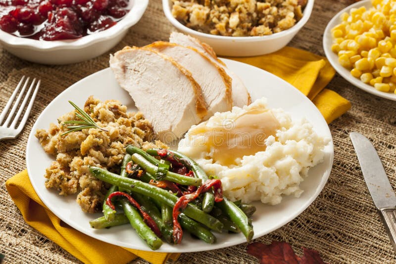 Homemade Turkey Thanksgiving Dinner Stock Photo - Image of poultry ...