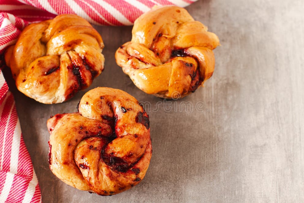 Homemade Twisted Rolls with Blueberries Sauce Stock Photo - Image of ...