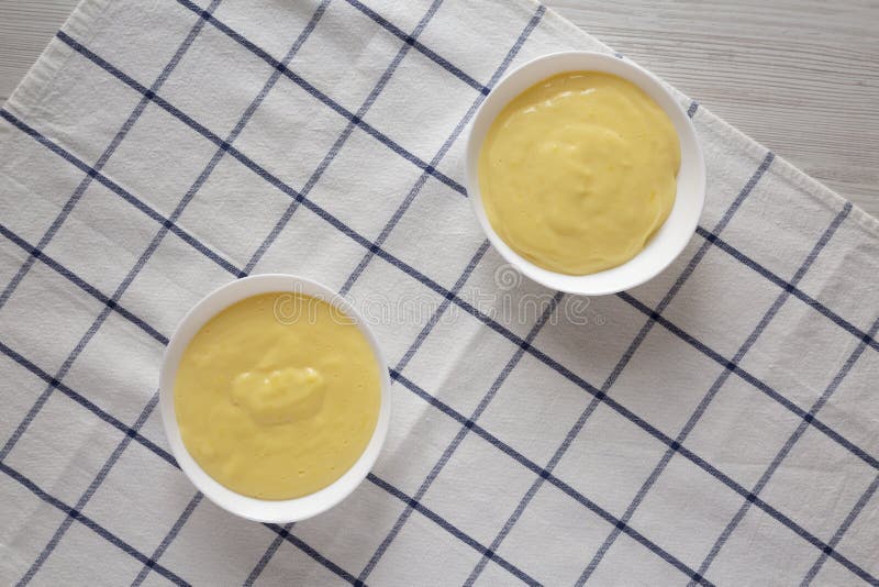 Homemade Vanilla Custard Pudding, Top View. Overhead, from Above, Flat ...