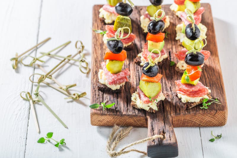 Homemade Various Cold Snacks with Vegetables and Herbs for Snack Stock ...