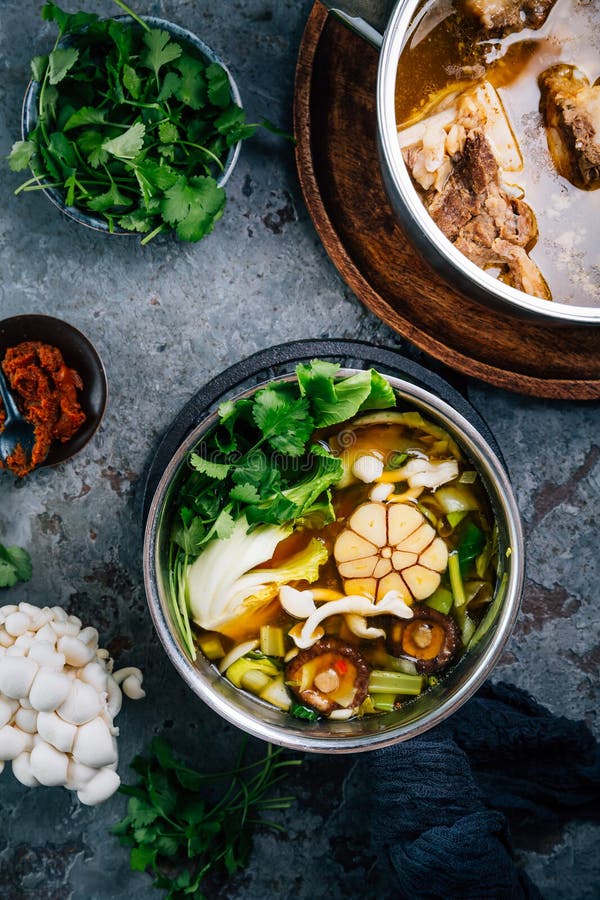 Homemade Vegetable Broth with Beef Bone Broth with Ingredients Stock ...