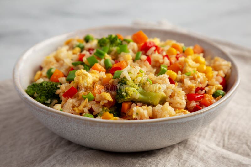 Homemade Veggie Fried Rice in a Bowl, Side View Stock Image - Image of ...