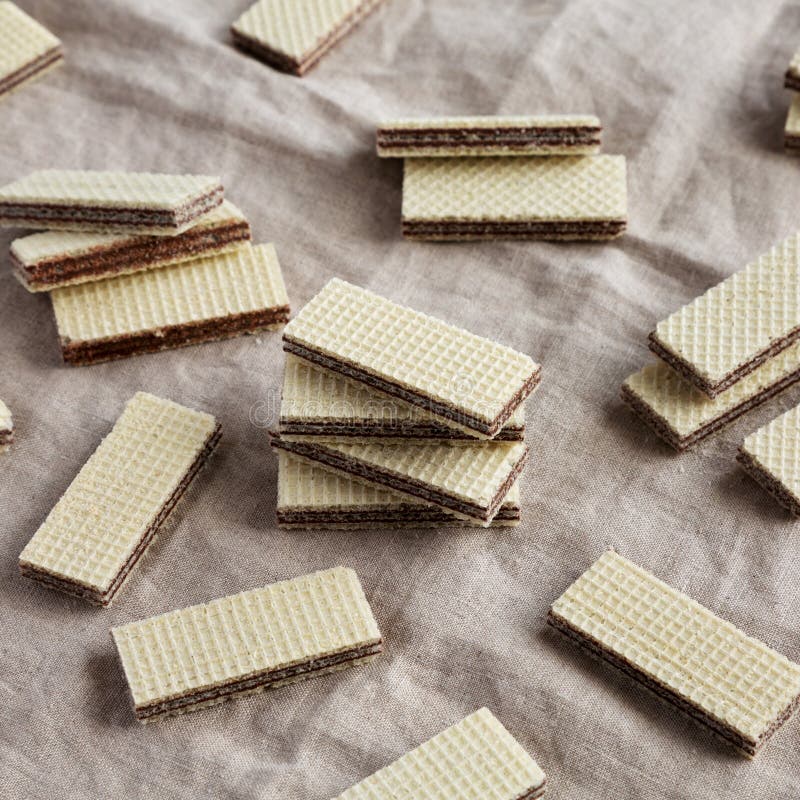 Homemade Wafer Cookies with Hazelnut Cream, Side View Stock Photo ...