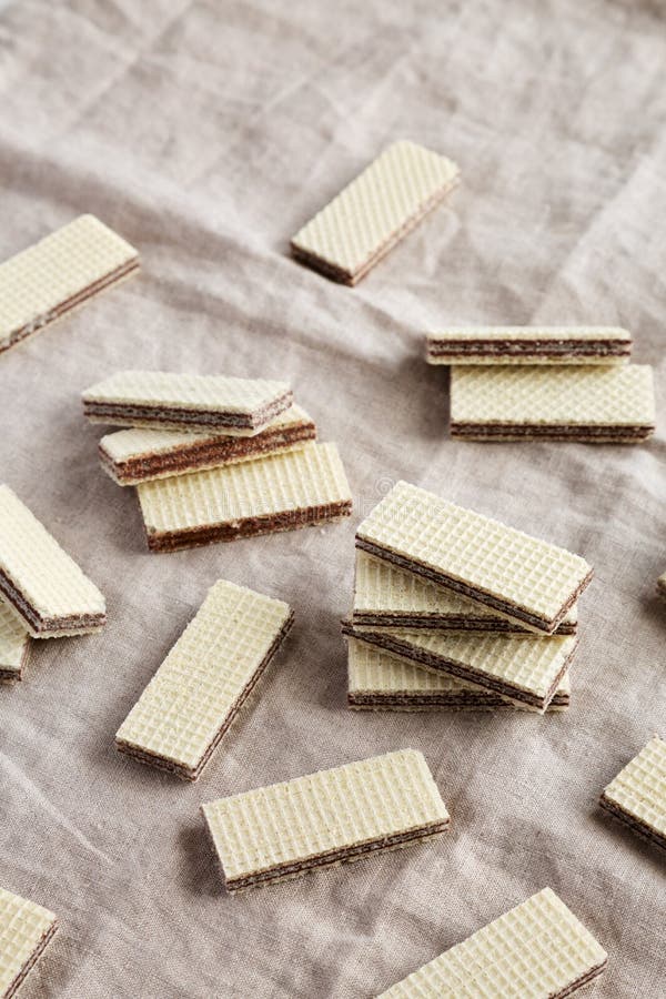 Homemade Wafer Cookies with Hazelnut Cream, Side View Stock Image ...