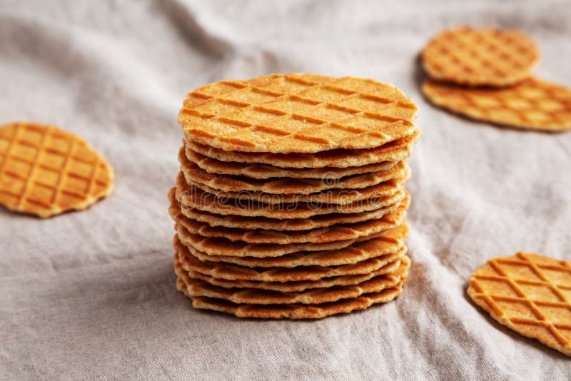 Homemade Waffle Crisps in a Stack, Low Angle View Stock Image - Image ...