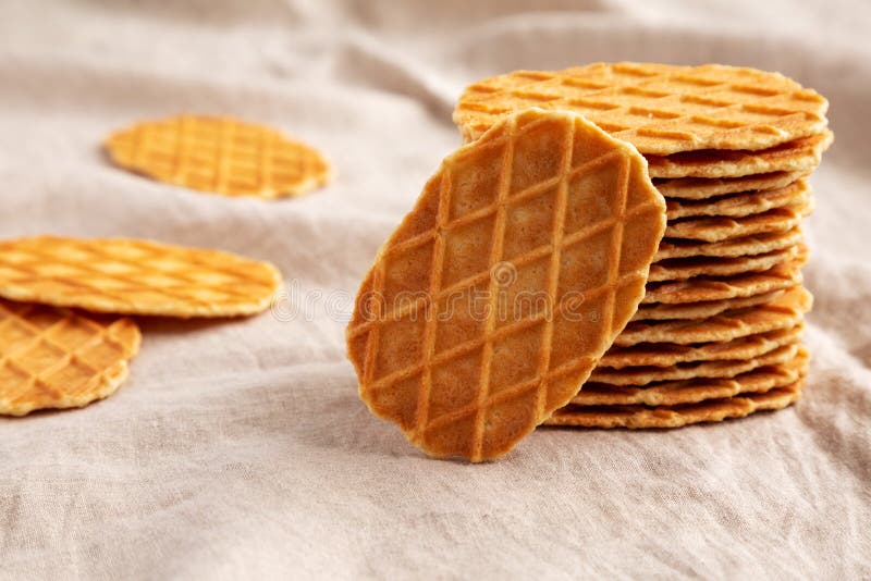 Homemade Waffle Crisps in a Stack, Side View. Close-up Stock Photo ...