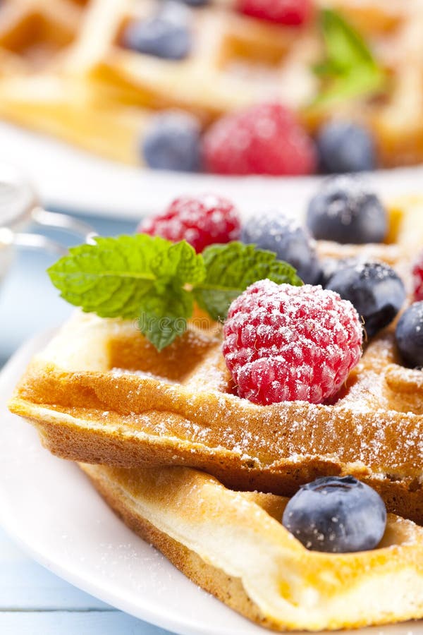 Homemade Waffles with Fruit Stock Image - Image of life, cream: 190124931
