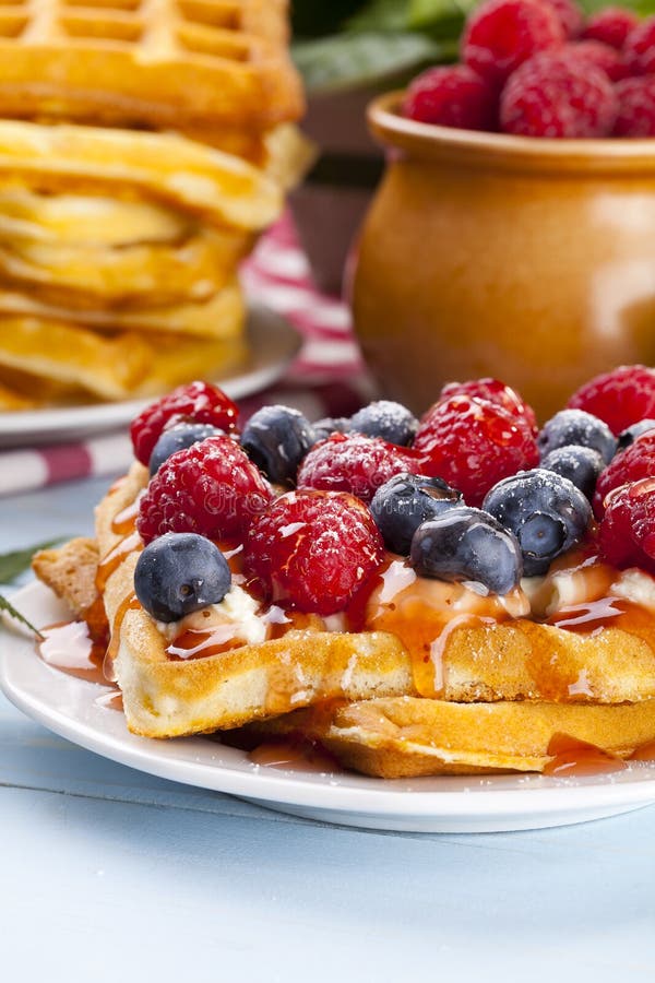 Homemade Waffles with Fruit Stock Image - Image of food, healthy: 190124975