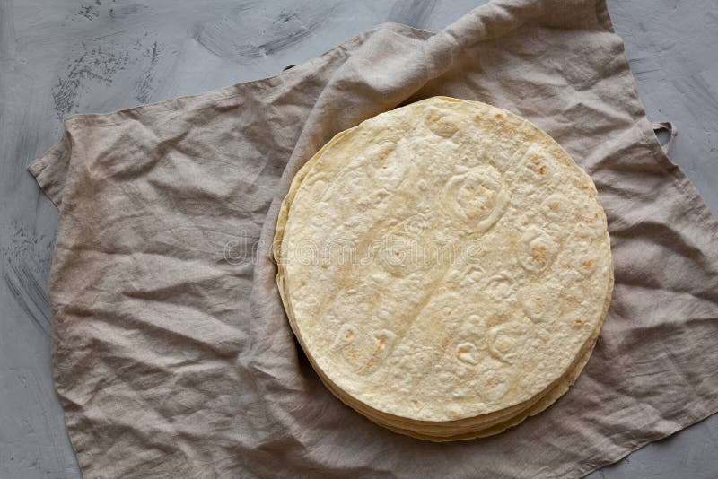 Homemade Wheat Flour Tortillas in a Stack, Top View. Flat Lay, Overhead ...