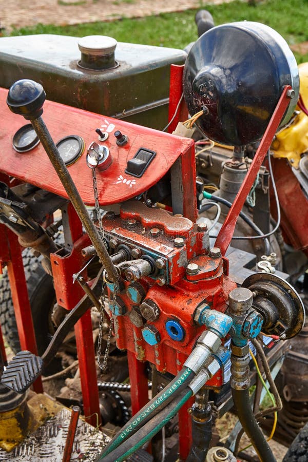 Construction of a Village Tractor Stock Image - Image of power, blue ...