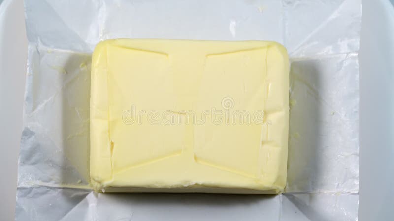 Homemade White Butter in Open Packaging. Closeup. Stock Video - Video ...