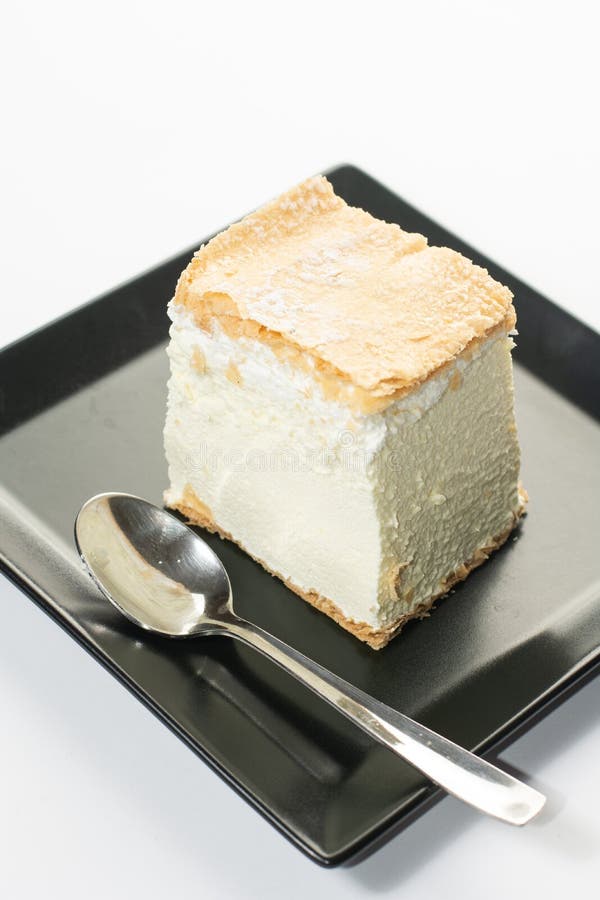 Homemade White Cream Pie Served on the Plate Stock Image - Image of ...