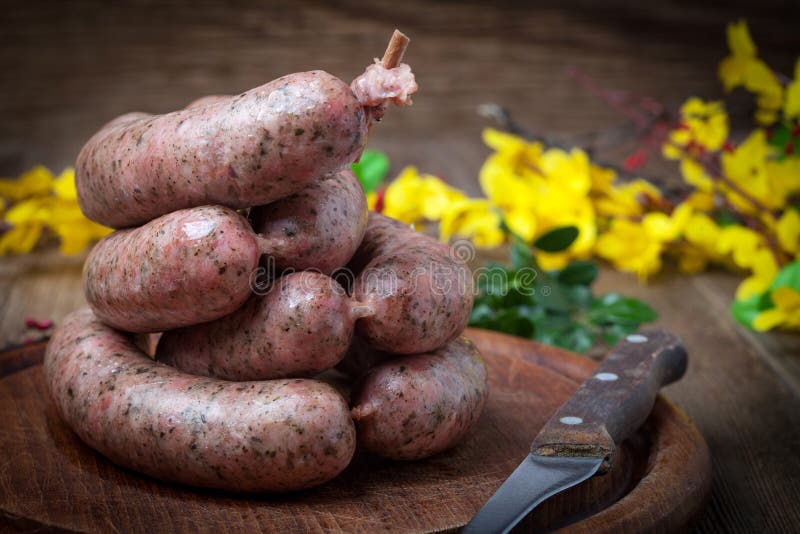 Homemade White Sausage Out Pigs Meat. Stock Photo - Image of gourmet ...