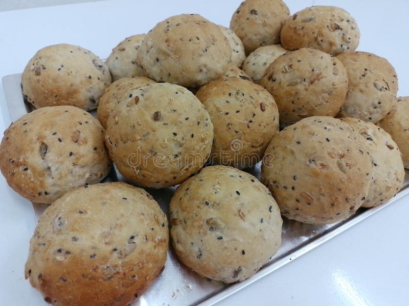 Homemade Whole Wheat Bread Row in a Tray Stock Image - Image of ...