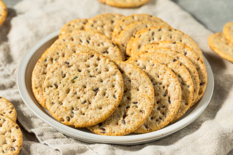 Homemade Whole Wheat Round Crackers Stock Image - Image of diet ...