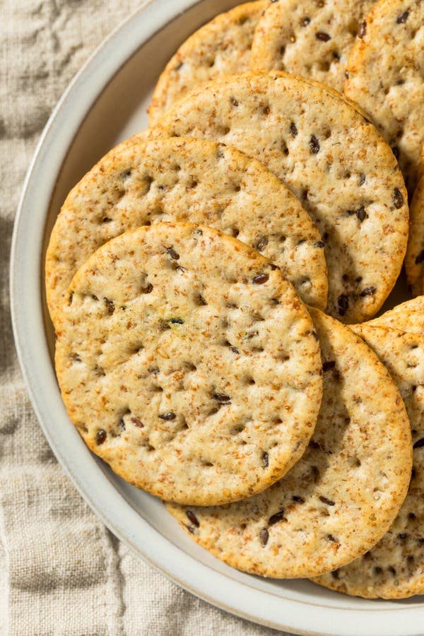 Homemade Whole Wheat Round Crackers Stock Image - Image of tasty ...