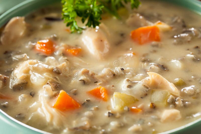 Homemade Wild Rice and Chicken Soup Stock Image - Image of grain ...