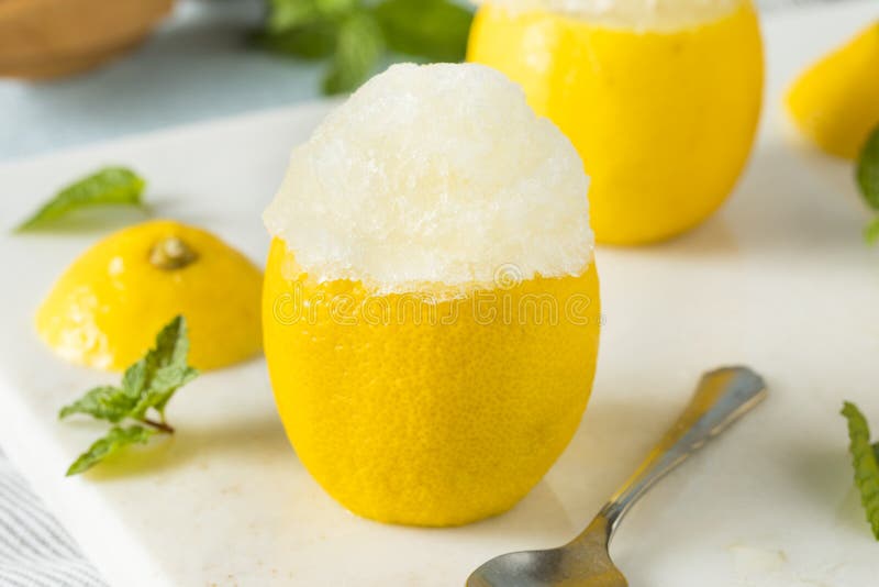 Homemade Yellow Lemon Italian Ice Stock Photo - Image of bowl ...