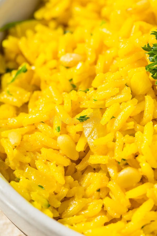 Homemade Yellow Mediterranean Rice Stock Photo - Image of basmati, meal ...